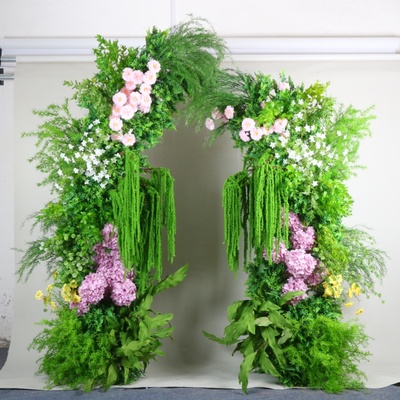 婚庆仿真绢花牛角门单花材森系花艺瀑布花造景婚礼堂舞台装饰布置