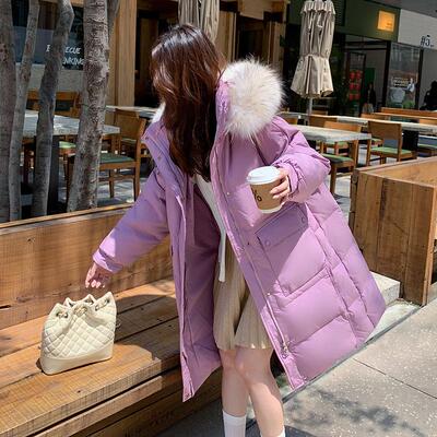 2025新款韩版修身连帽貉子毛领胖MM特大码羽绒服显瘦加厚外套242