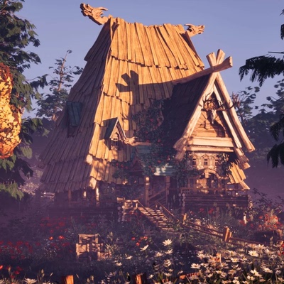 UE5.4风格化黄昏东欧森林木屋Fantasy Slavic Hut Environment