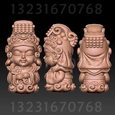 卡通妈祖STLQ版妈祖娘娘圆雕图玉雕图妈祖根付雕刻图纸stl3D打印