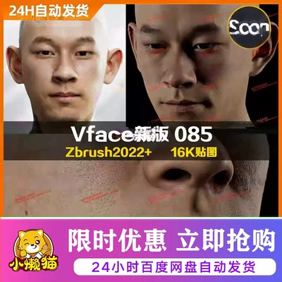 XYZ/Vface新版ZBrush写实高清扫描模型头16K皮肤贴图Chin-hwa085