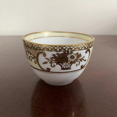 则武 Noritake 日本手绘金线蕾丝瓷碗 绝版古董瓷杯 收藏摆件糖碗