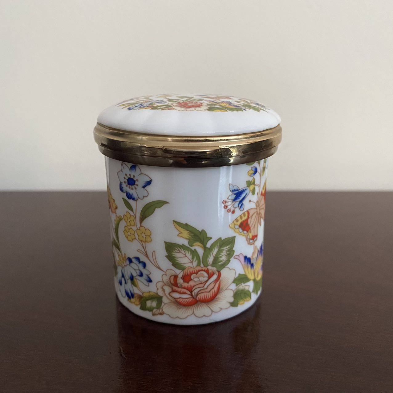 AYNSLEY 安兹丽 Cottage Garden 金属边框首饰盒 装饰盒 摆件瓷罐