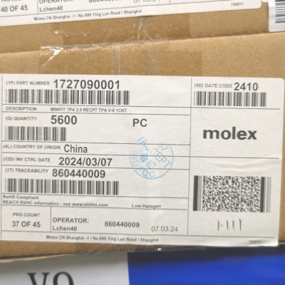 50包邮开票！1727090001 MOLEX原厂正品，现货实价,172709-0001