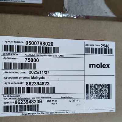 50包邮开票！50079-8020，MOLEX原厂正品，500798020， 整卷出售