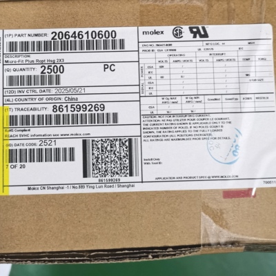 50包邮开票！2064610600 原厂正品，现货实价，206461-0600 MOLEX