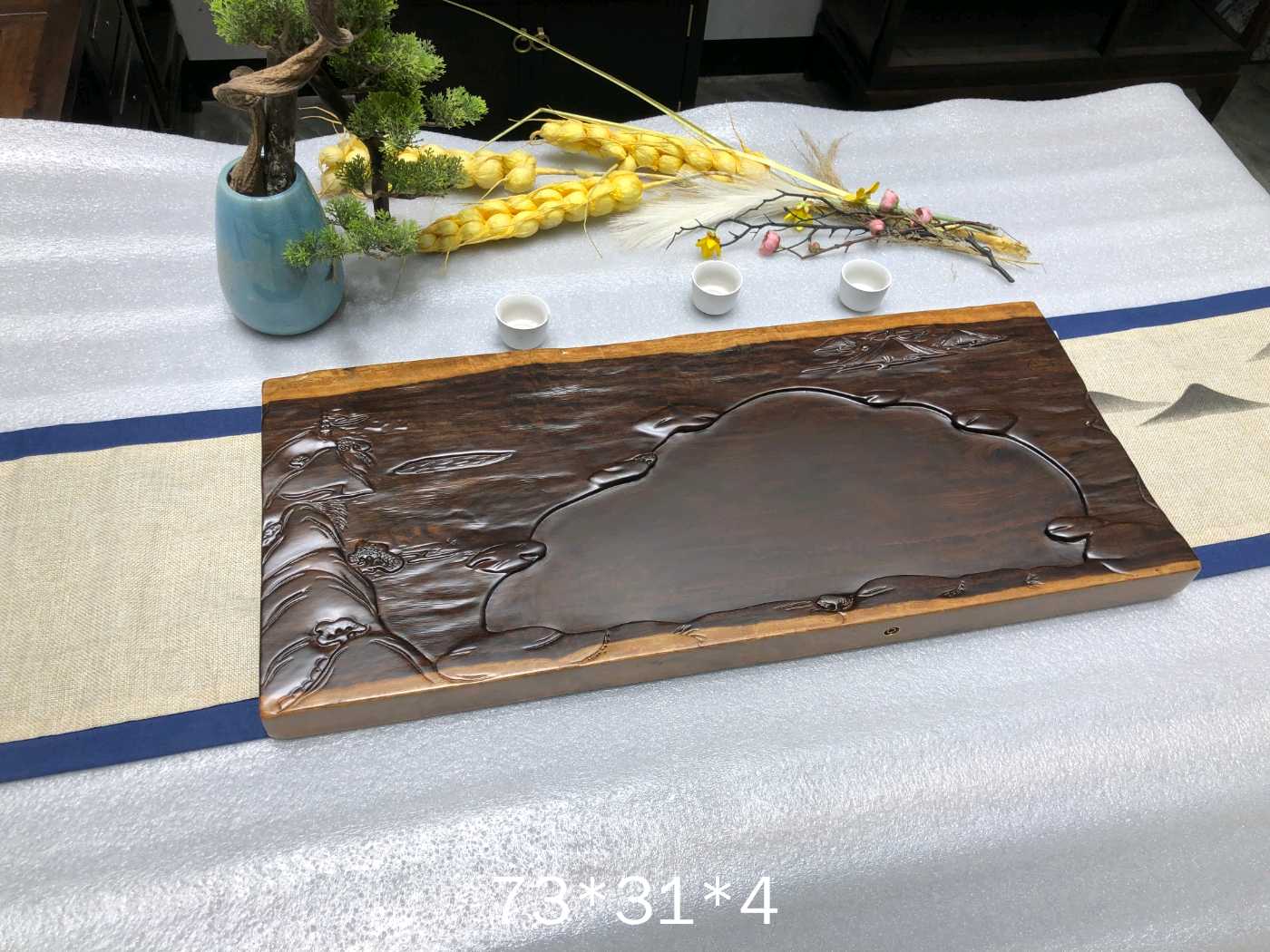 黑檀木茶盘实木整块原木家用托盘轻奢现代简约客厅排水式茶海茶台