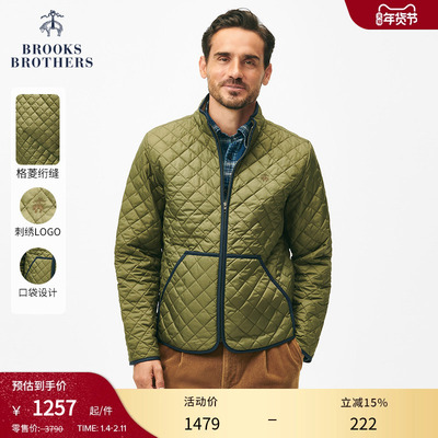 布克兄弟24男士钻石格菱绗缝棉服