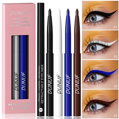 DUNUF 4 Pcs Durable Waterproof Eyeliner Pencil Non-smudging