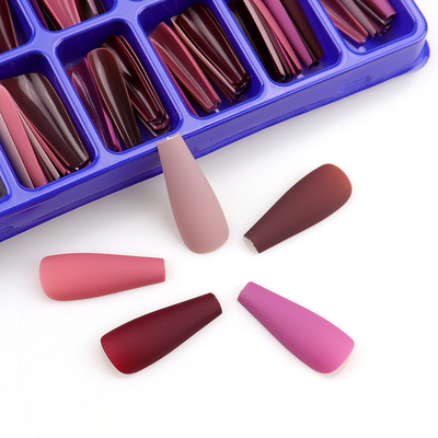 100Pcs/Set Colorful Matte Fake Nail Art Tips Long Ballerina
