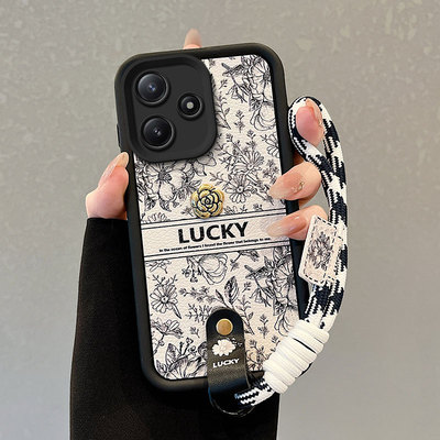 适用小米Pocom6pro 5G手机壳12磨砂2201123C山茶花小迷Pocom6pr0小羊皮可爱手绳保护套学生女创意潮流mi潮