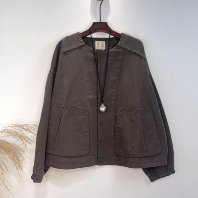 宽松有型长袖挺括水洗棉外套高端