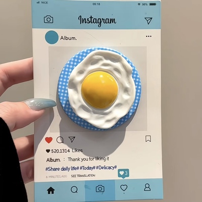 ins蓝格子立体煎蛋磁吸支架适用MagSafe手机强力吸附桌面懒人支架