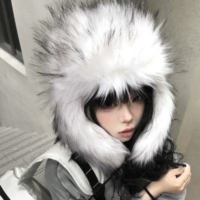 CashTrippy同款超大仿皮草毛毛帽