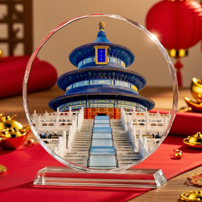 新中式天坛建筑模型水晶摆台装饰品客厅书房桌面摆件礼物装饰摆件