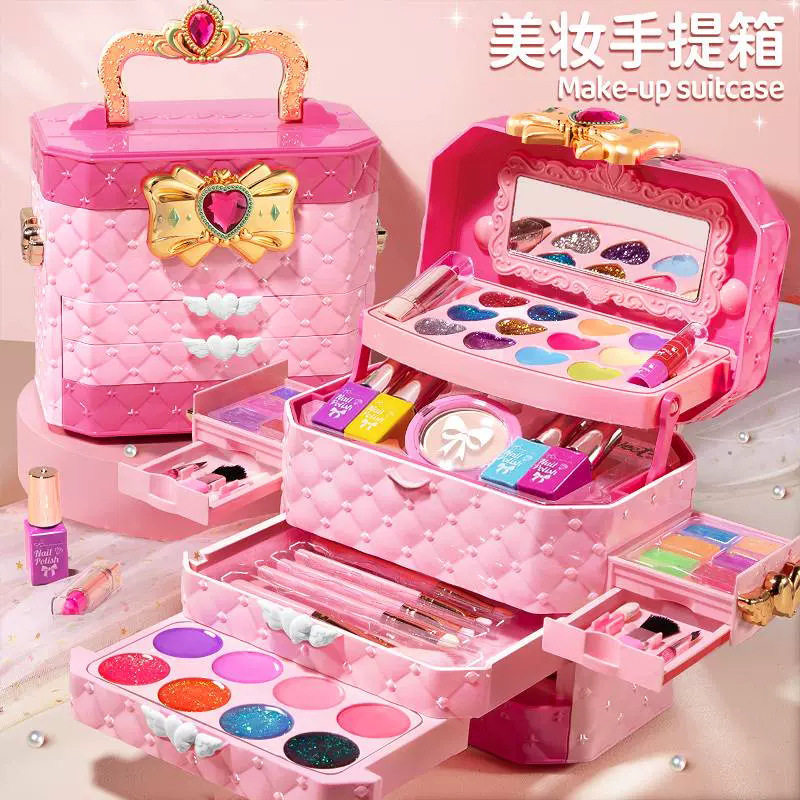 儿童化妆品音乐手提箱玩具套装小女孩过家家彩妆指甲油生日礼物