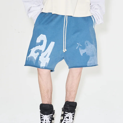 RRR123 FW25美式高街休闲五分裤vintage破坏宽松VTG运动短裤男ins