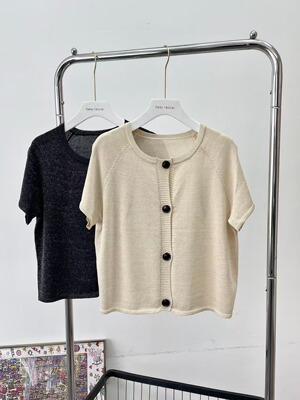 现货发~时尚香风细闪慵懒韩版简约圆领开衫宽松圆领针织衫