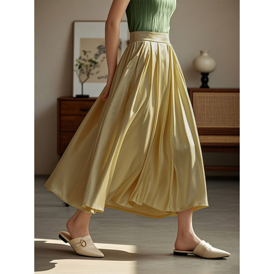奶黄色半身裙女2026年夏季