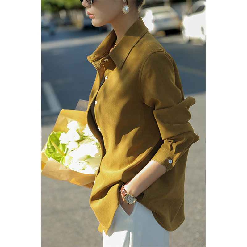 复古绿色灯芯绒衬衫女2025年秋冬新款加厚磨毛衬衣内搭叠穿上衣_虎窝淘