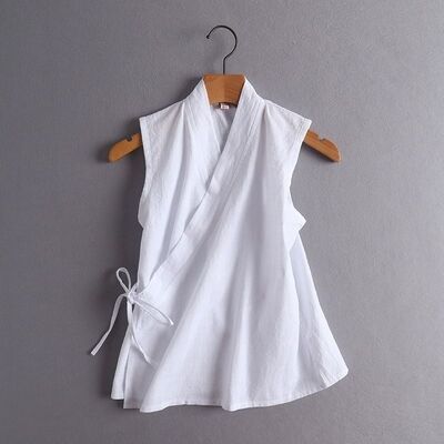 大码300斤中国风一片式交领冰丝女夏季马甲上衣无袖日常改良汉服