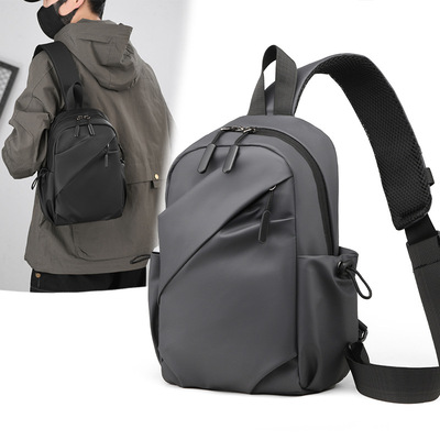 Trendy men's bag street black crossbody bag街头黑色斜挎包