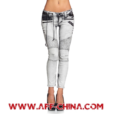 AFFLICTION美国本土潮牌 女士银色修身直筒牛仔裤（水洗产品）