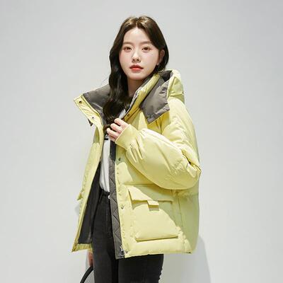 品牌款品套正撤柜20生257-88014冬新女士学面包服外短款羽绒棉服
