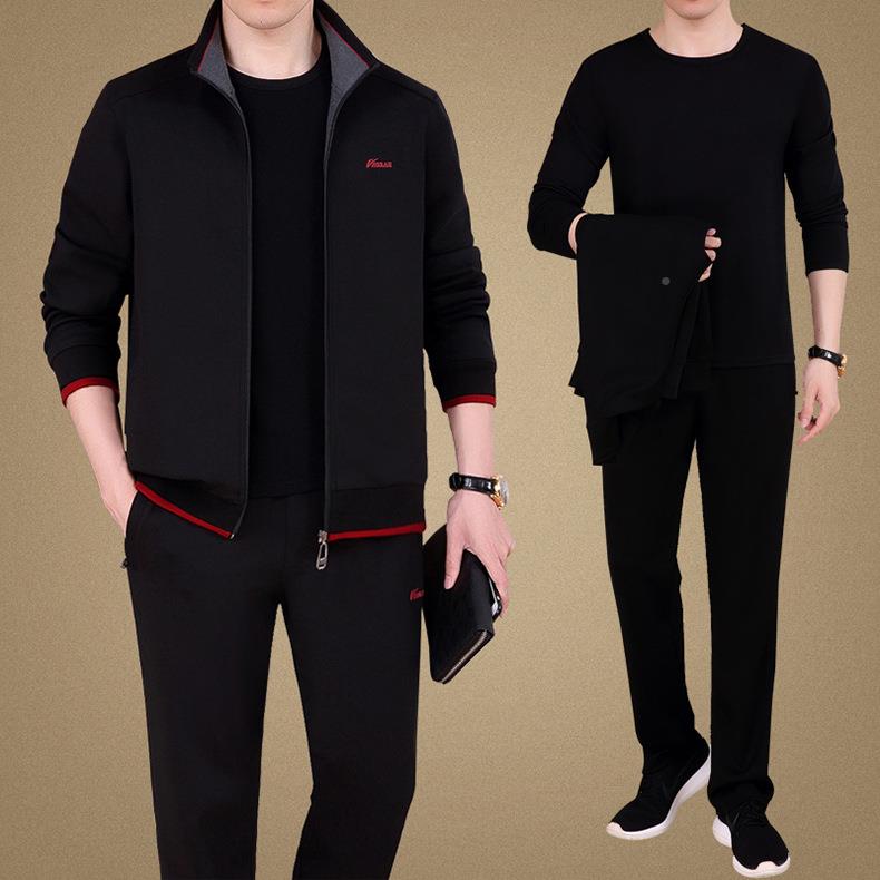 中春老年运动套男装秋运动男5858146三件套装爸爸休闲运动装服套