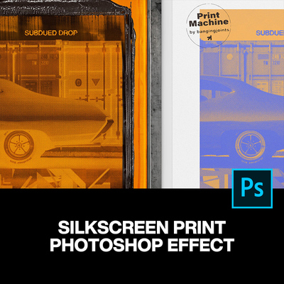 2款复古怀旧丝网半调做旧影印肌理图像照片滤镜ps样机特效模板