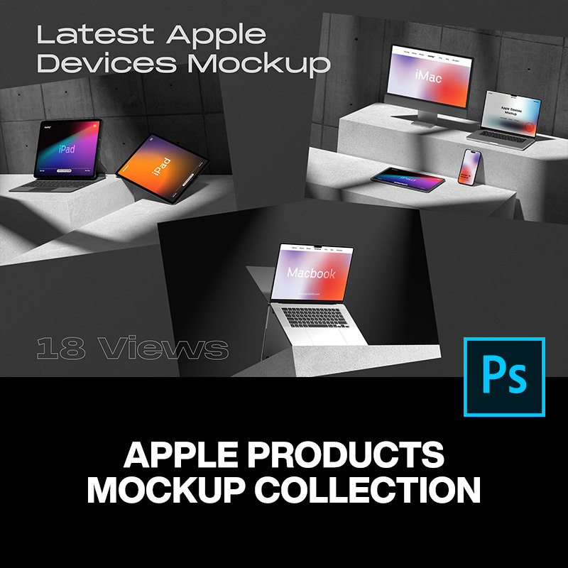 18款iPhone手机Macbook笔记本电脑数码产品水泥工业风场景ps样机