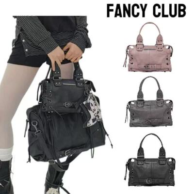 韩国FANCY CLUB雪允同款托特包绑带机车女包大容量单肩手提斜挎包