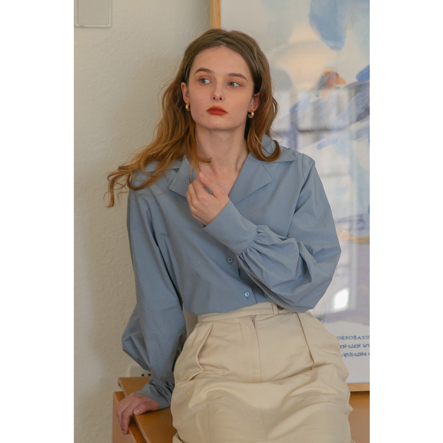 复古灯笼袖衬衫,灯笼袖衬衫(第14页)_大山谷图库