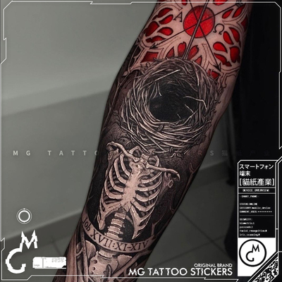 MG纹身贴肉雕风格纹身暗黑另类