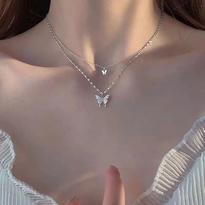1PCS Double Layer Clavicle Chain Cool Neck ChainShiny Butter