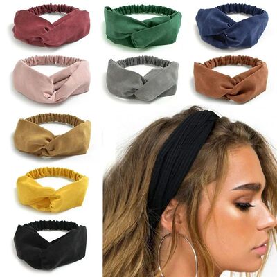 Cross Turban Solid Headbands for Women Twist Knotted Boho Su
