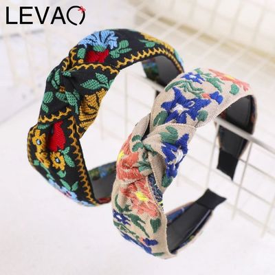 Levao Female Ethnic Hairband Embroidery Flower/Leaf Headband