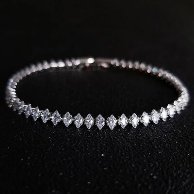 New Marquise Oval Square Cut Silver Color on Hand Tennis Bra