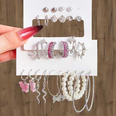11 piece retro exaggerated female earring alloy set