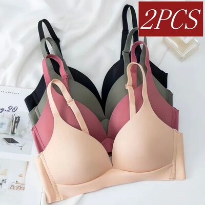 2Pcs/Set Seamless Bras For Women Glossy Underwear 3/4 Cup Pu