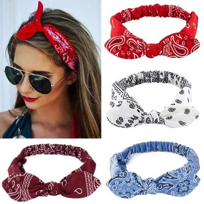 1PC 4 Colors Printed Rabbit Ears Elastic Contour Crossover H