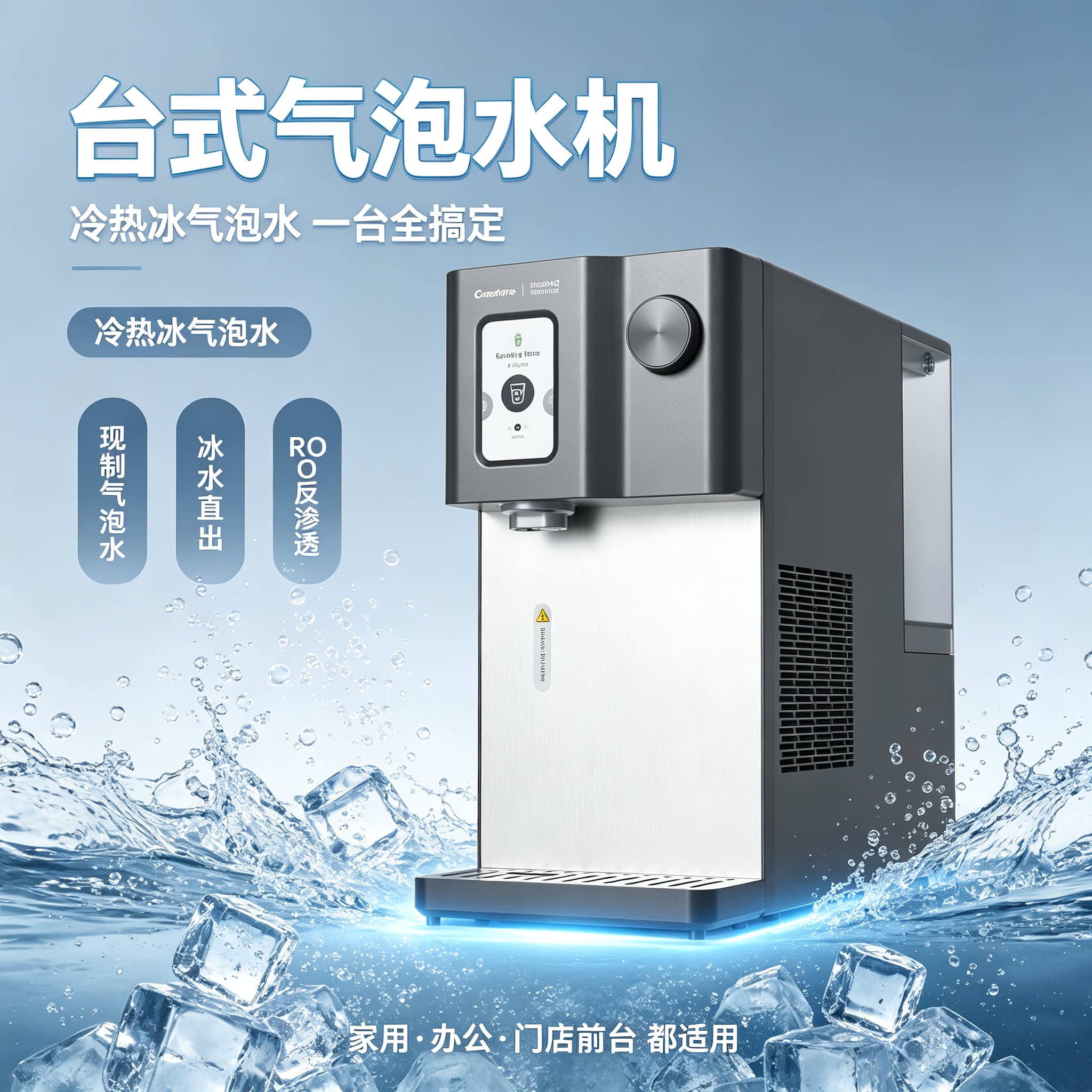 开能台式气泡水机家用商用直饮一体机小型办公室气泡水冰水免安装