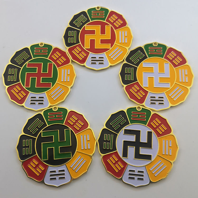 8CM 13CM万字莲花盘五行太极八卦烤漆中黄太极黑白太极