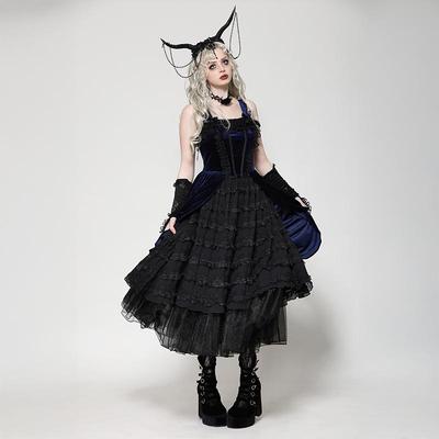 Dark in Love个性欧美哥特靛蓝色哥特洛丽塔洋娃娃连衣裙DW1065