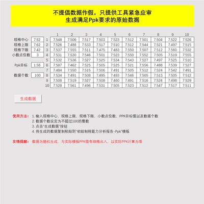 CPK+SPC目标数据自动生成器