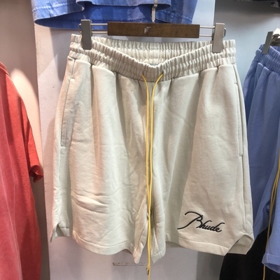 潮牌刺绣Rhude高街夏季男士青少年宽松运动裤休闲裤五分裤短裤