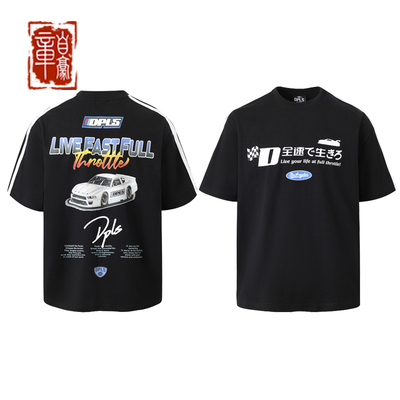 章自豪 DPLS CCHK First Launch夏季新款后背赛车涂鸦宽松短袖T恤