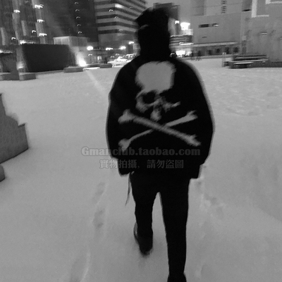 高街MMJ骷髅头提花纯手工针织衫