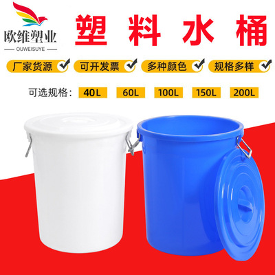 欧维加厚塑料水桶 家用储水储物收纳塑胶水桶 圆形带盖铁柄塑料桶