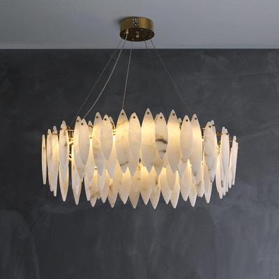 西班牙云石吊灯法式现代轻奢客厅餐厅卧室书房设计师款羽毛灯具
